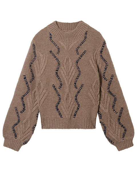JUMPER 1234 | Overstitch Cable Turtle Sweater | Autumn – 29 North Boutique at The Post Oak Hotel