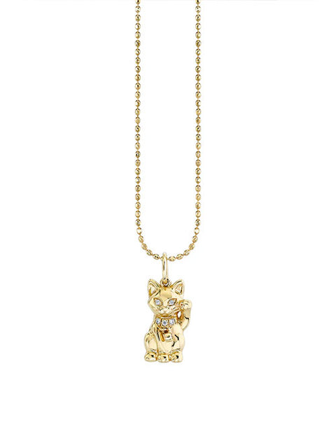 SYDNEY EVAN | Lucky Cat Charm Necklace | Gold & Diamond – 29 North ...